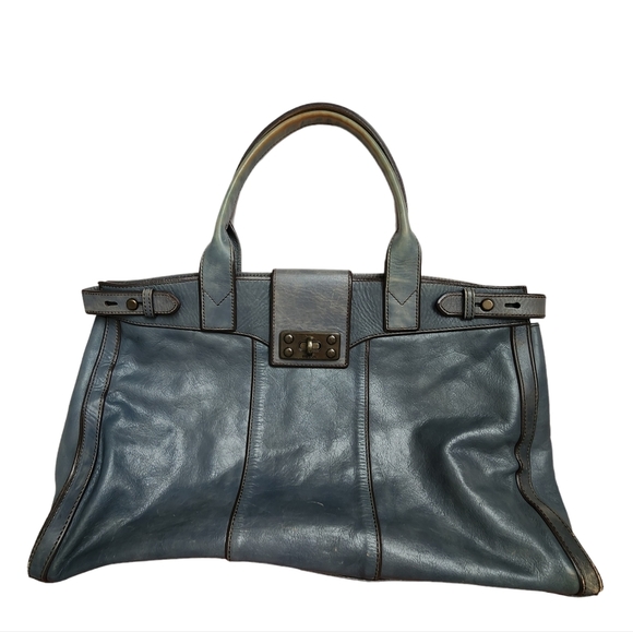 Fossil | Bags | Fossil X Vintage Reissue Blue Genuine Leather Tote ...